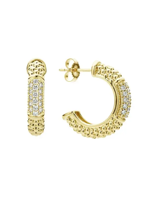 Lagos 18k Yellow Gold Diamond Hoop Earrings - White/gold