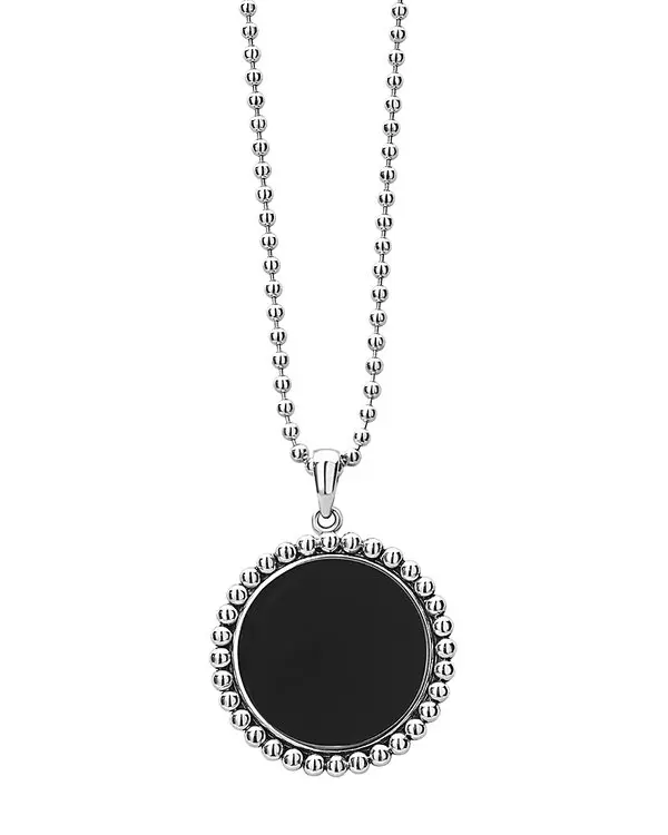 Lagos Sterling Silver Maya Black Onyx Circle Pendant Necklace - Black/silver