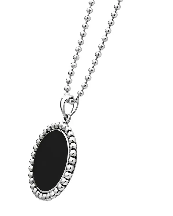 Lagos Sterling Silver Maya Black Onyx Circle Pendant Necklace
