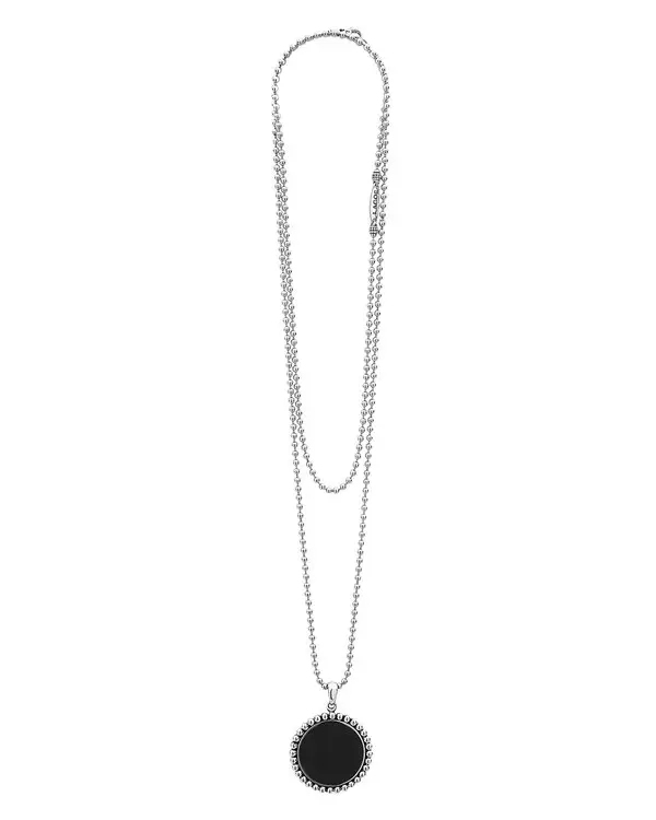 Lagos Sterling Silver Maya Black Onyx Circle Pendant Necklace