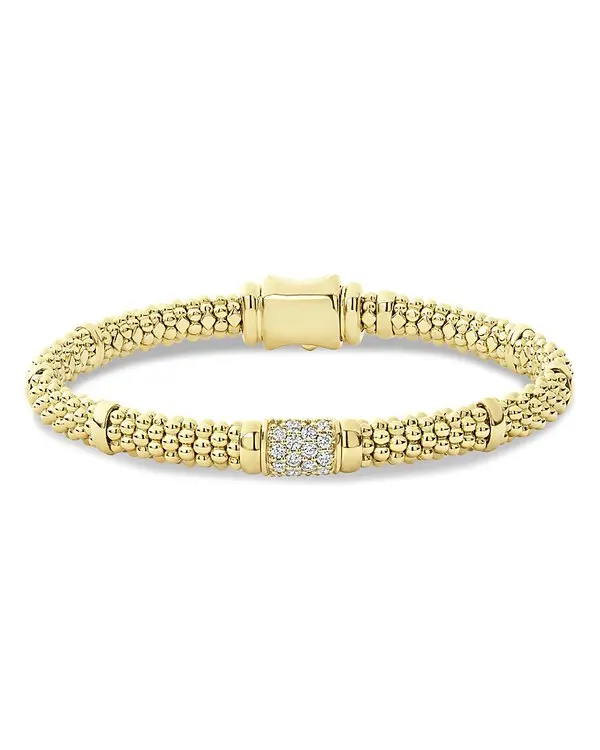 Lagos 18k Yellow Gold Caviar Diamond Bracelet - White/gold