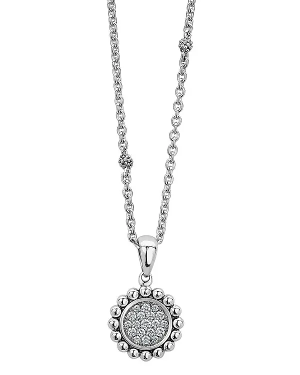Lagos Sterling Silver Caviar Spark Diamond Pendant Necklace - White/silver