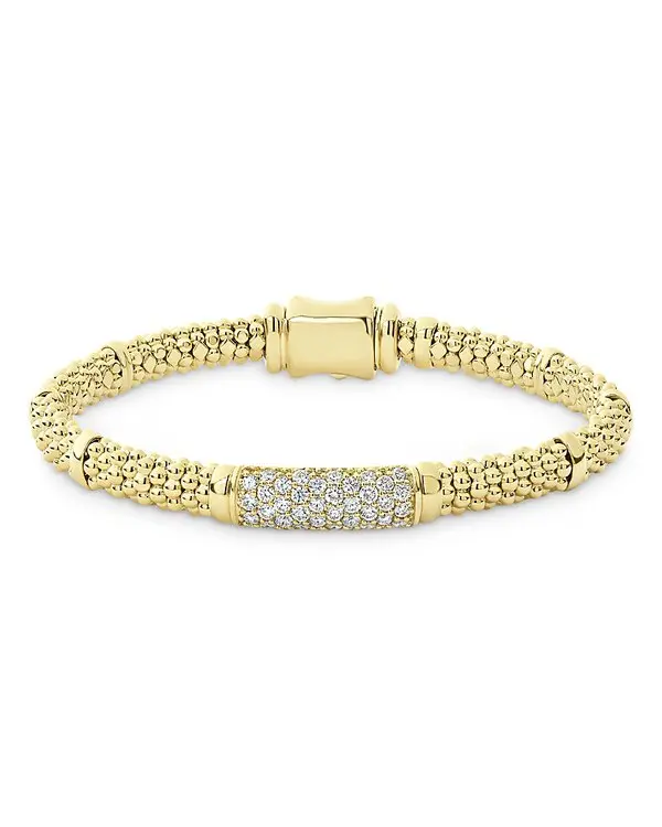 Lagos 18k Yellow Caviar Bracelet With Diamonds - Gold