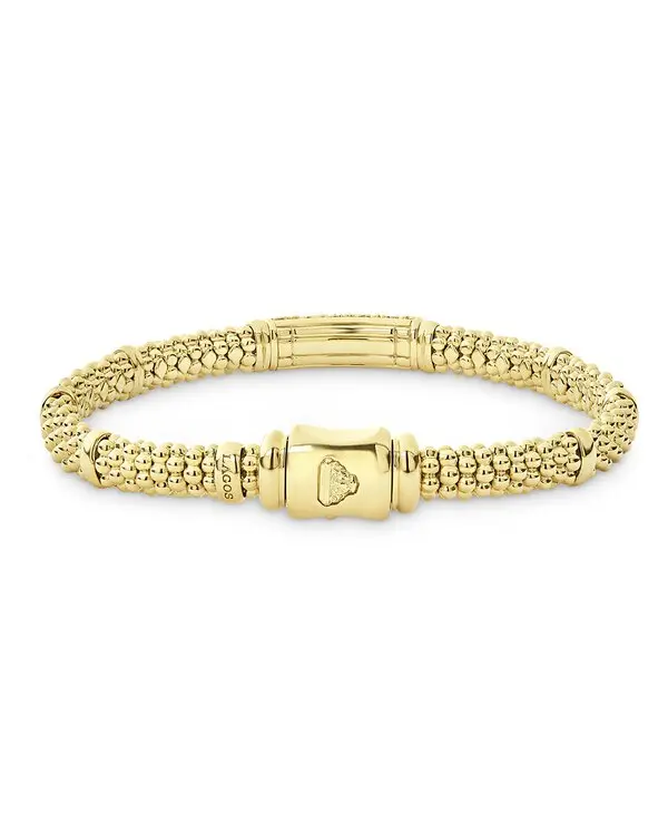 Lagos 18k Yellow Caviar Bracelet With Diamonds