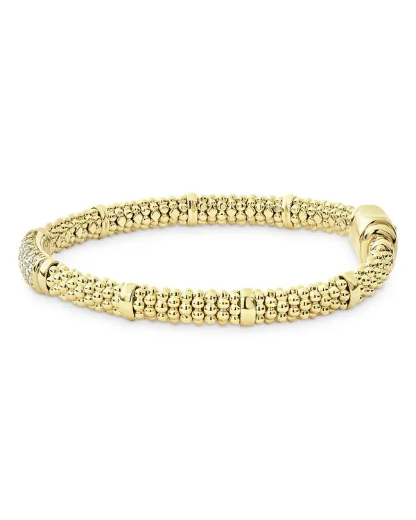 Lagos 18k Yellow Caviar Bracelet With Diamonds