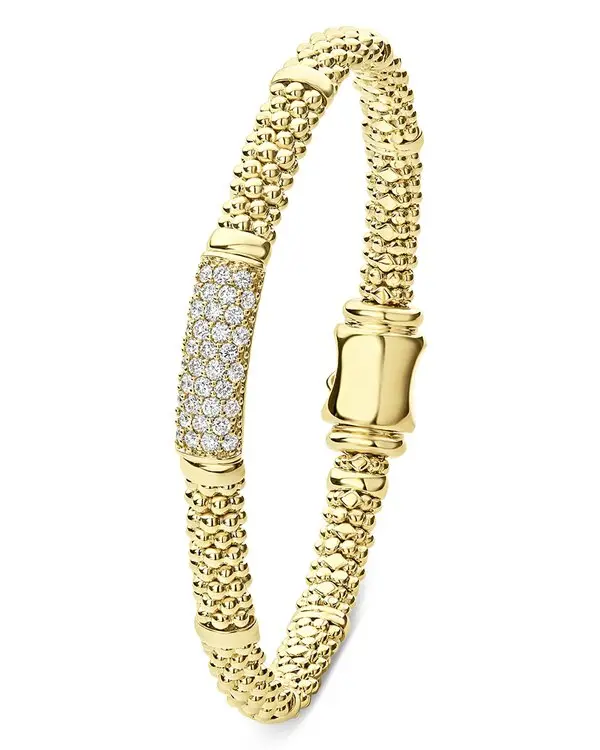 Lagos 18k Yellow Caviar Bracelet With Diamonds