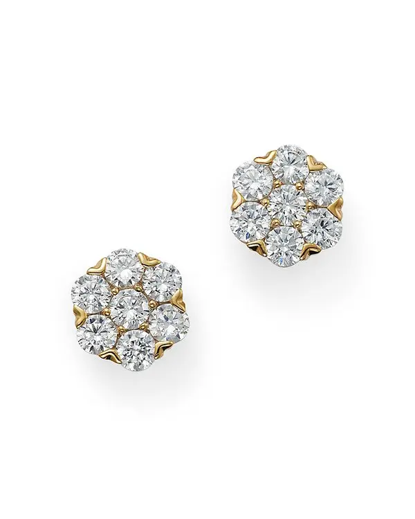 Bloomingdale'S Diamond Cluster Stud Earrings, 1.0 Tcw - White/gold
