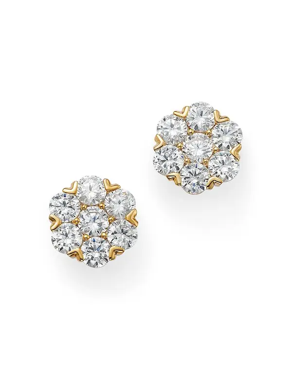 Bloomingdale'S Round Cut Diamond Cluster Stud Earrings - White/gold