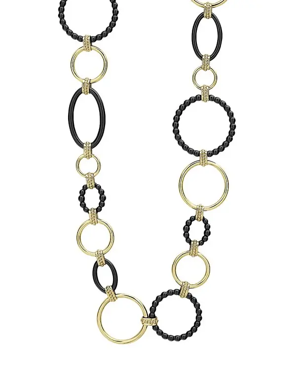 Lagos Meridian 18k Yellow Gold & Black Caviar Necklace - Black/gold