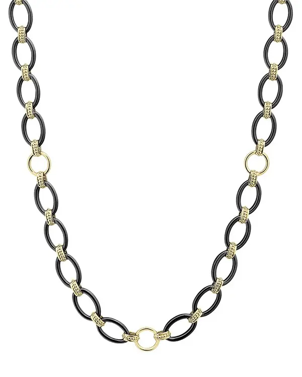Lagos Meridian Long Station Necklace - Black/gold