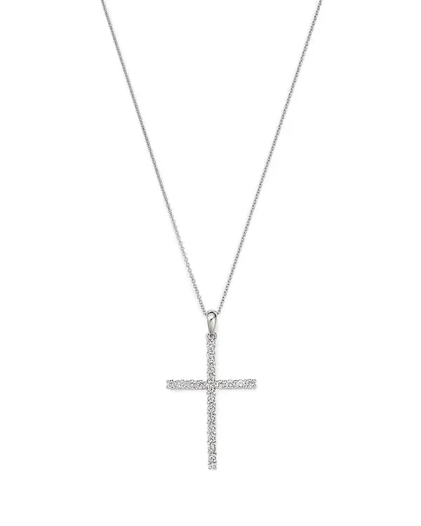 Bloomingdale'S Diamond Cross Pendant Necklace - White