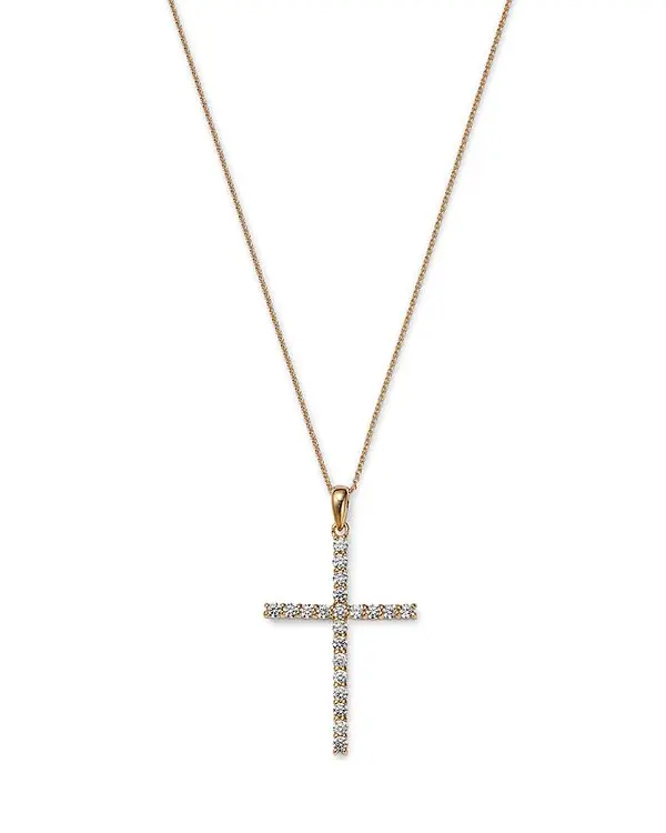 Bloomingdale'S Diamond Cross Pendant Necklace - Yellow Gold