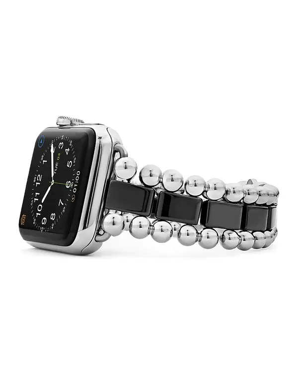 Lagos Smart Caviar Black Ceramic Apple Watch Bracelet - Black/silver