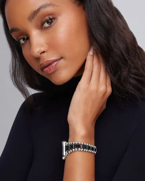 Lagos Smart Caviar Black Ceramic Apple Watch Bracelet - Black/silver