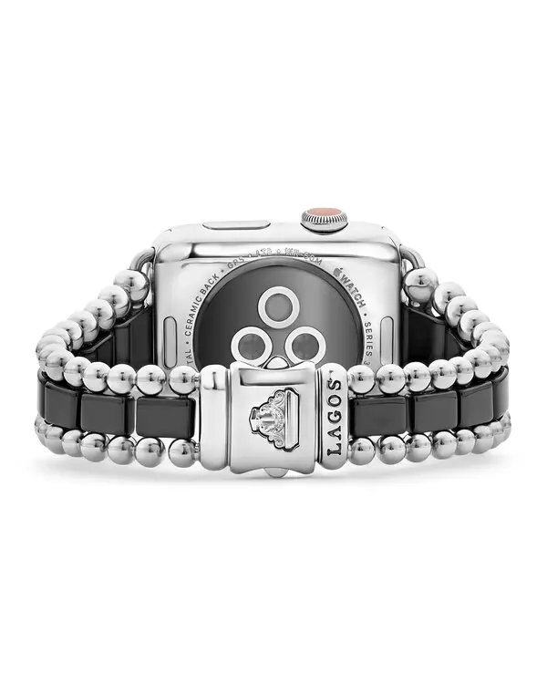 Lagos Smart Caviar Black Ceramic Apple Watch Bracelet - Black/silver
