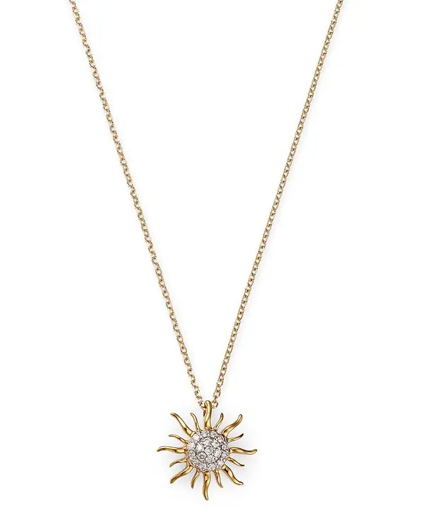 Bloomingdale'S Diamond And 14k Yellow Sun Pendant Necklace - Gold