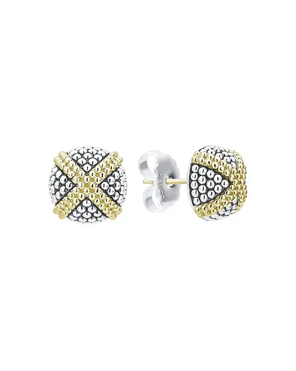 Lagos Signature Caviar Square Earrings - Gold/silver