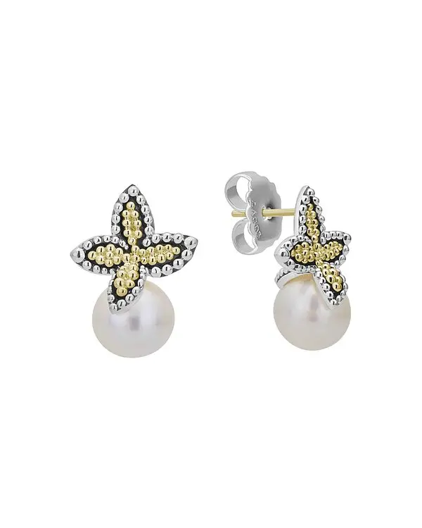 Lagos Cultured Freshwater Pearl Floral Earrings - White/multi