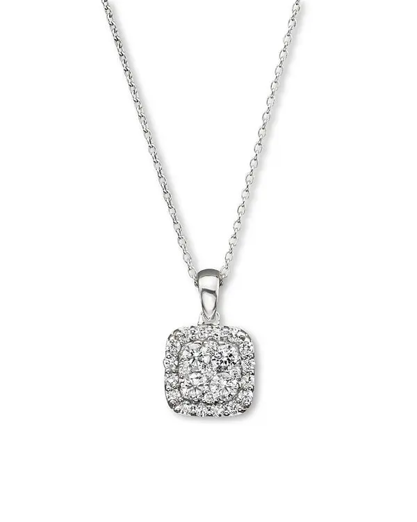 Bloomingdale'S Diamond Cluster Pendant Necklace - White
