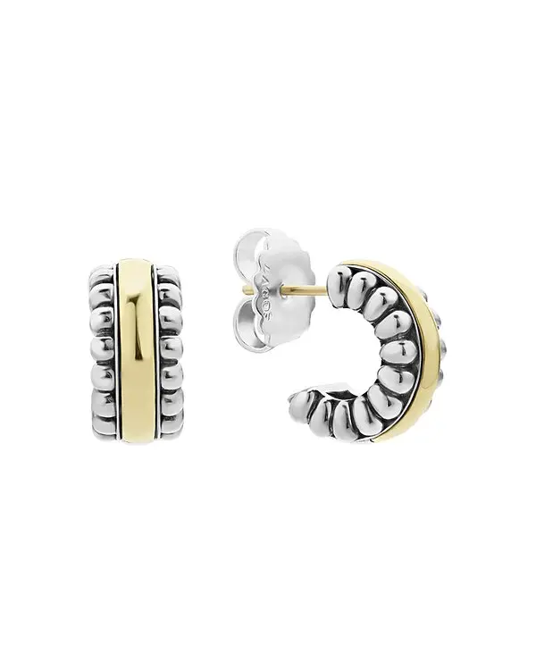 Lagos Sterling Silver And 18k Gold Hoop Earrings - Silver/gold