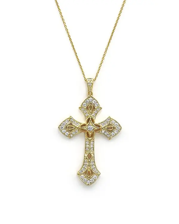 Bloomingdale'S Diamond Cross Pendant Necklace - White/gold