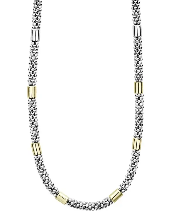 Lagos Sterling Silver And 18k Yellow Gold High Bar Station Necklace - Gold/silver