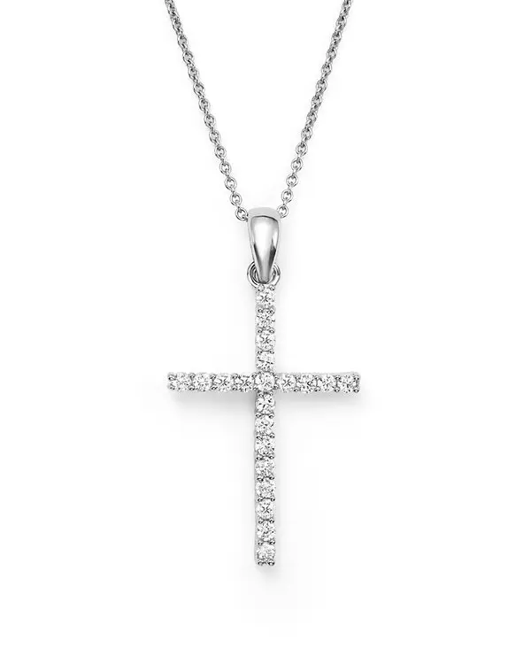 Bloomingdale'S Diamond Cross Pendant Necklace - White