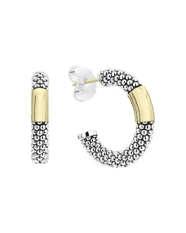 Lagos 18k Yellow Gold And Sterling Silver Hoop Earrings - Silver/gold