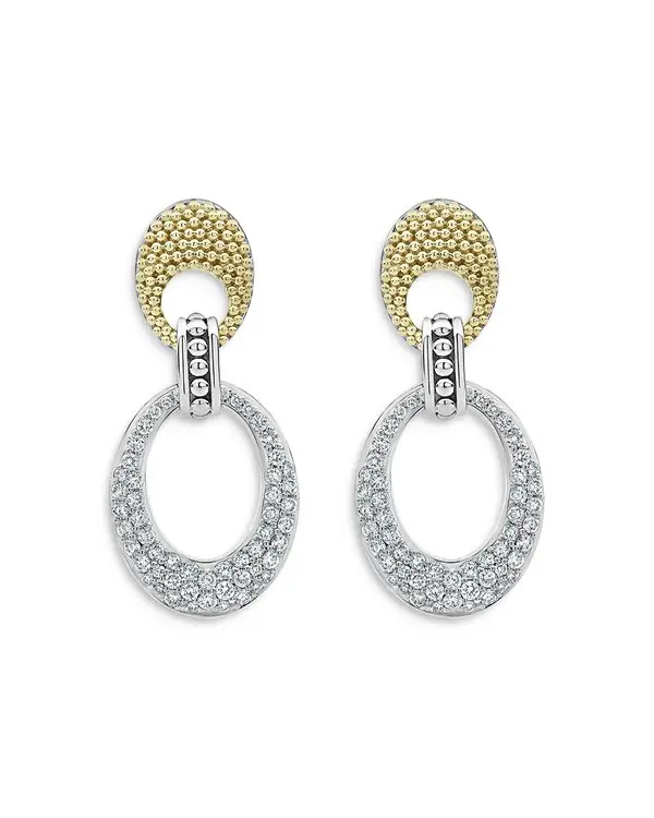 Lagos Sterling And 18k Yellow Gold Diamond Drop Earrings