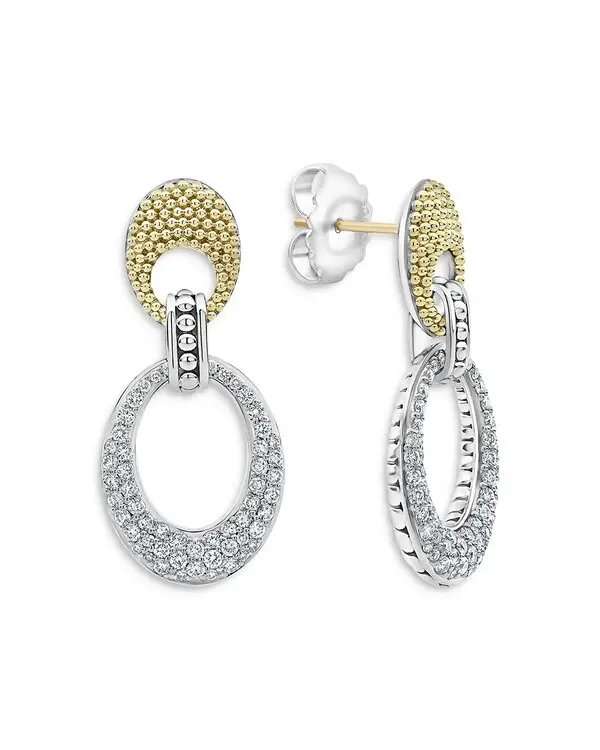 Lagos Sterling And 18k Yellow Gold Diamond Drop Earrings