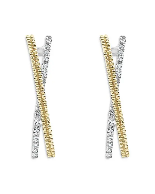 Lagos Caviar Lux Diamond Hoop Earrings - Silver