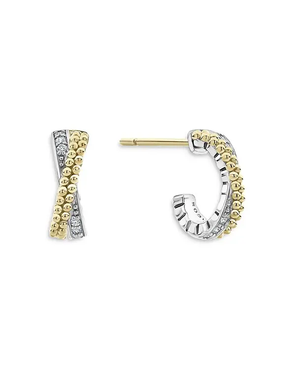Lagos Caviar Lux Diamond Hoop Earrings - Silver