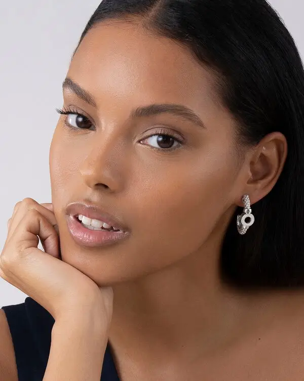 Lagos Sterling Diamond Hoop Earrings