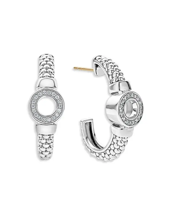 Lagos Sterling Diamond Hoop Earrings