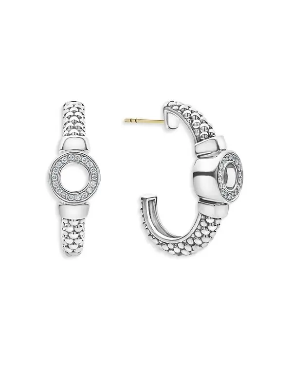 Lagos Sterling Diamond Hoop Earrings