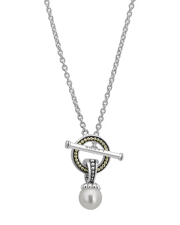 Lagos Sterling Silver Luna Pearl Toggle Necklace - Multi/silver