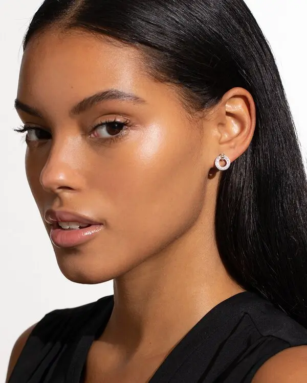 Lagos Sterling Diamond Circle Stud Earrings - Silver