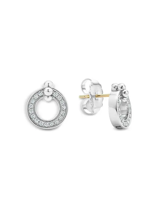 Lagos Sterling Diamond Circle Stud Earrings - Silver