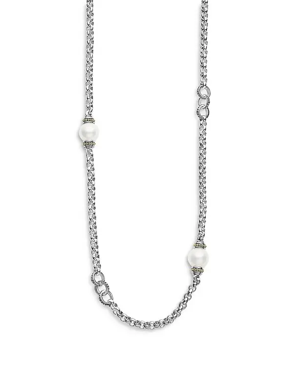 Lagos Sterling Pearl Station Necklace - Silver
