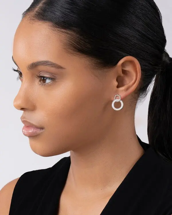 Lagos Sterling Diamond Drop Earrings - Silver