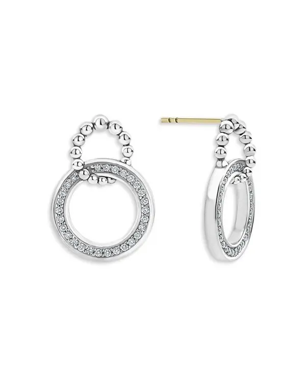 Lagos Sterling Diamond Drop Earrings - Silver