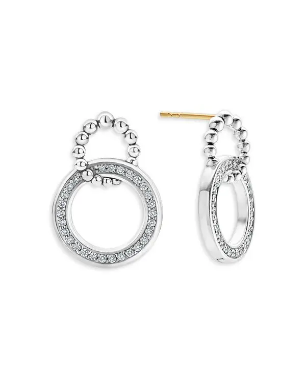 Lagos Sterling Diamond Drop Earrings - Silver