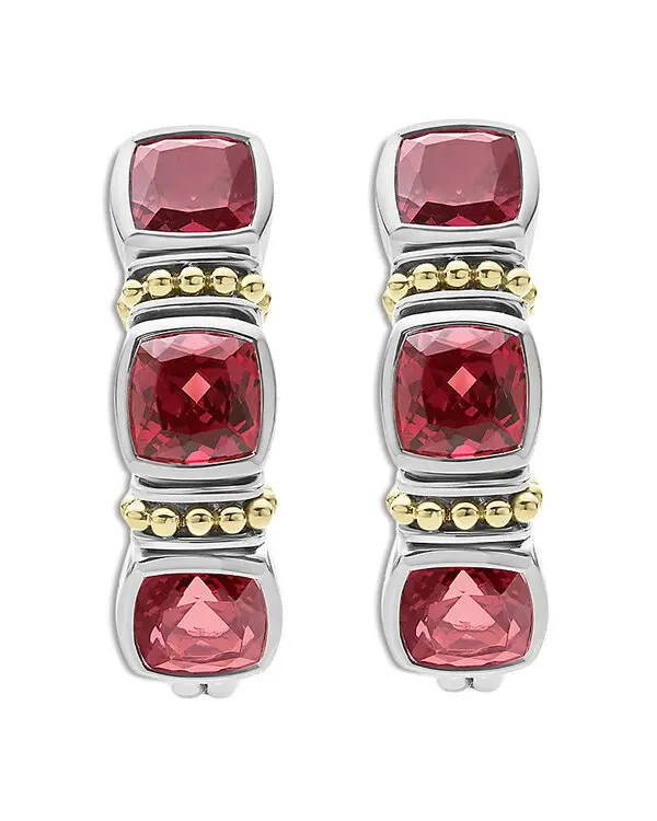 Lagos 18k Yellow Gold And Sterling Silver Garnet Earrings - Red/silver