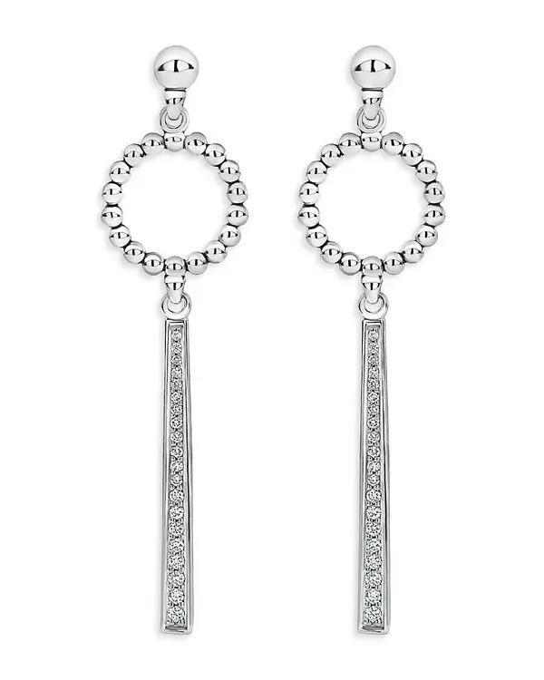 Lagos Sterling Caviar Spark Diamond Drop Earrings - Silver
