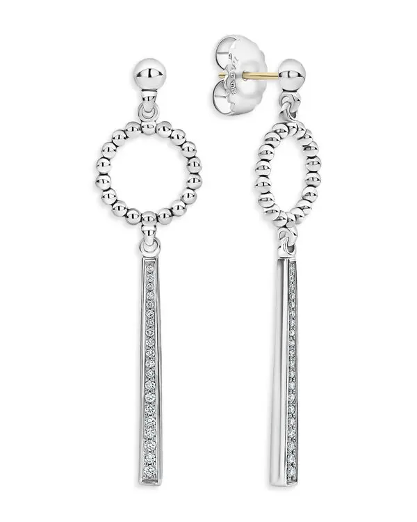 Lagos Sterling Caviar Spark Diamond Drop Earrings