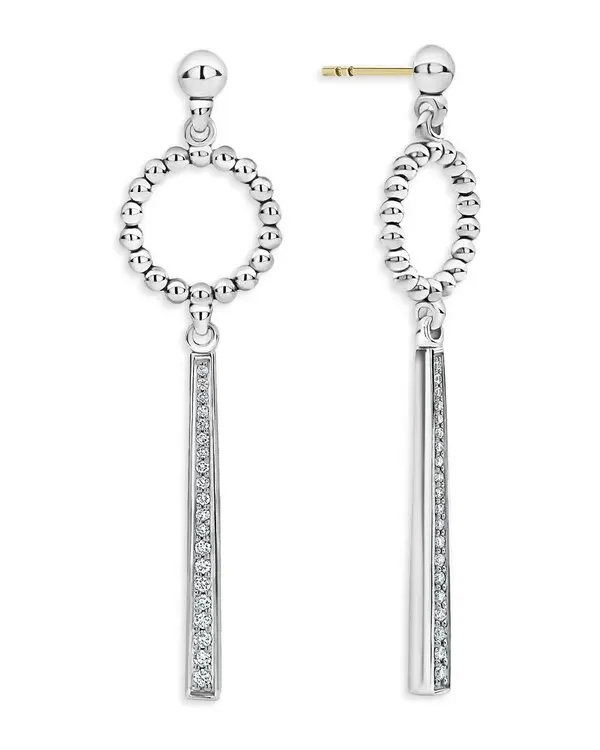 Lagos Sterling Caviar Spark Diamond Drop Earrings
