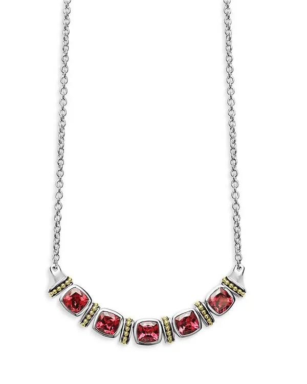 Lagos 18k Yellow Gold & Sterling Silver Rhodolite Garnet Necklace - Red/silver