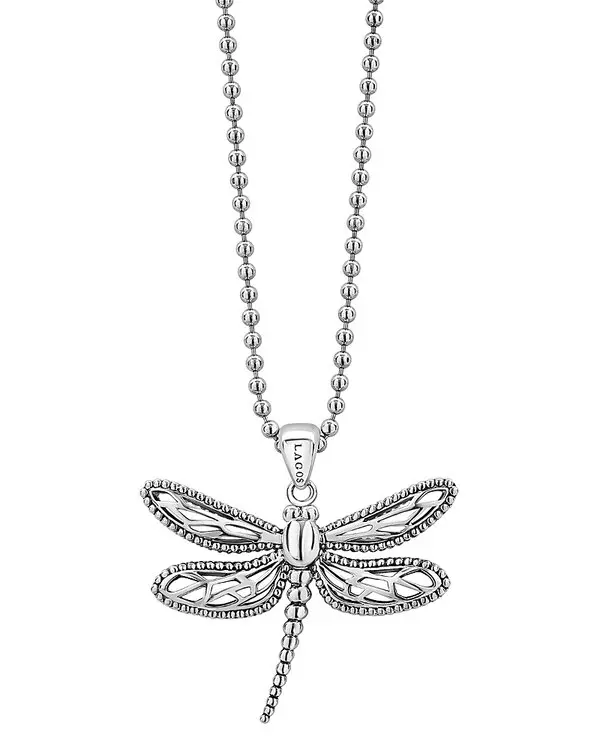 Lagos Sterling Rare Wonders Dragonfly Pendant Necklace - Silver