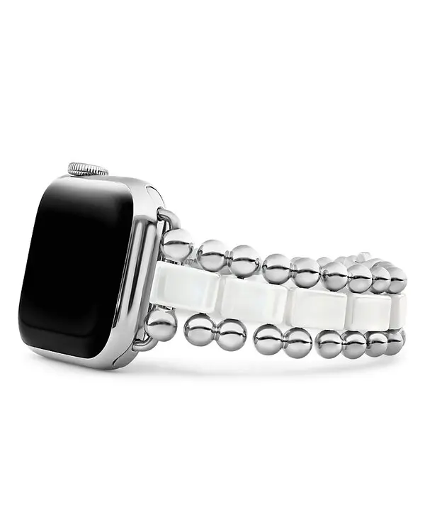 Lagos Smart Caviar Apple Watch Bracelet - White/silver