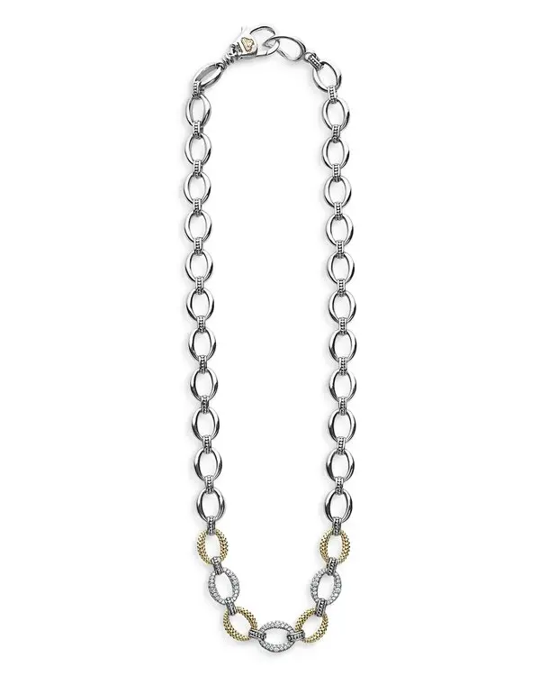 Lagos Caviar Luxe Diamond Link Necklace
